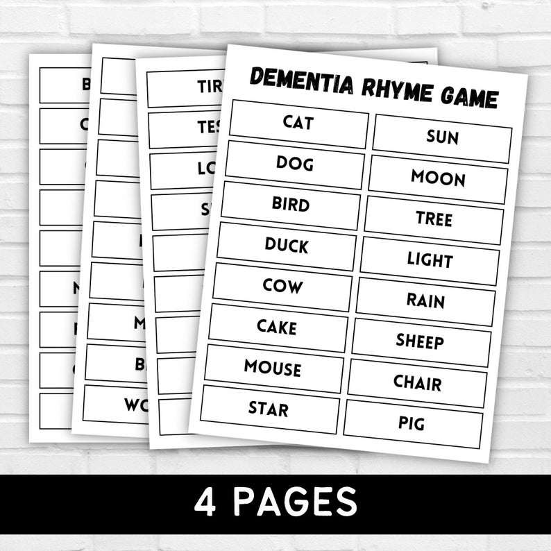 Dementia Rhyme Time Game, Memory Game, Alzheimers Activities, Dementia ...