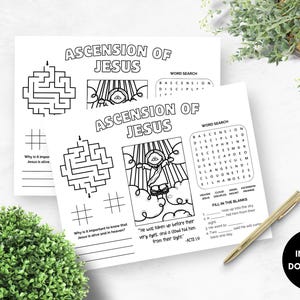 Ascension of Jesus, Printable Bible Lesson Activity Placemat, Sunday ...