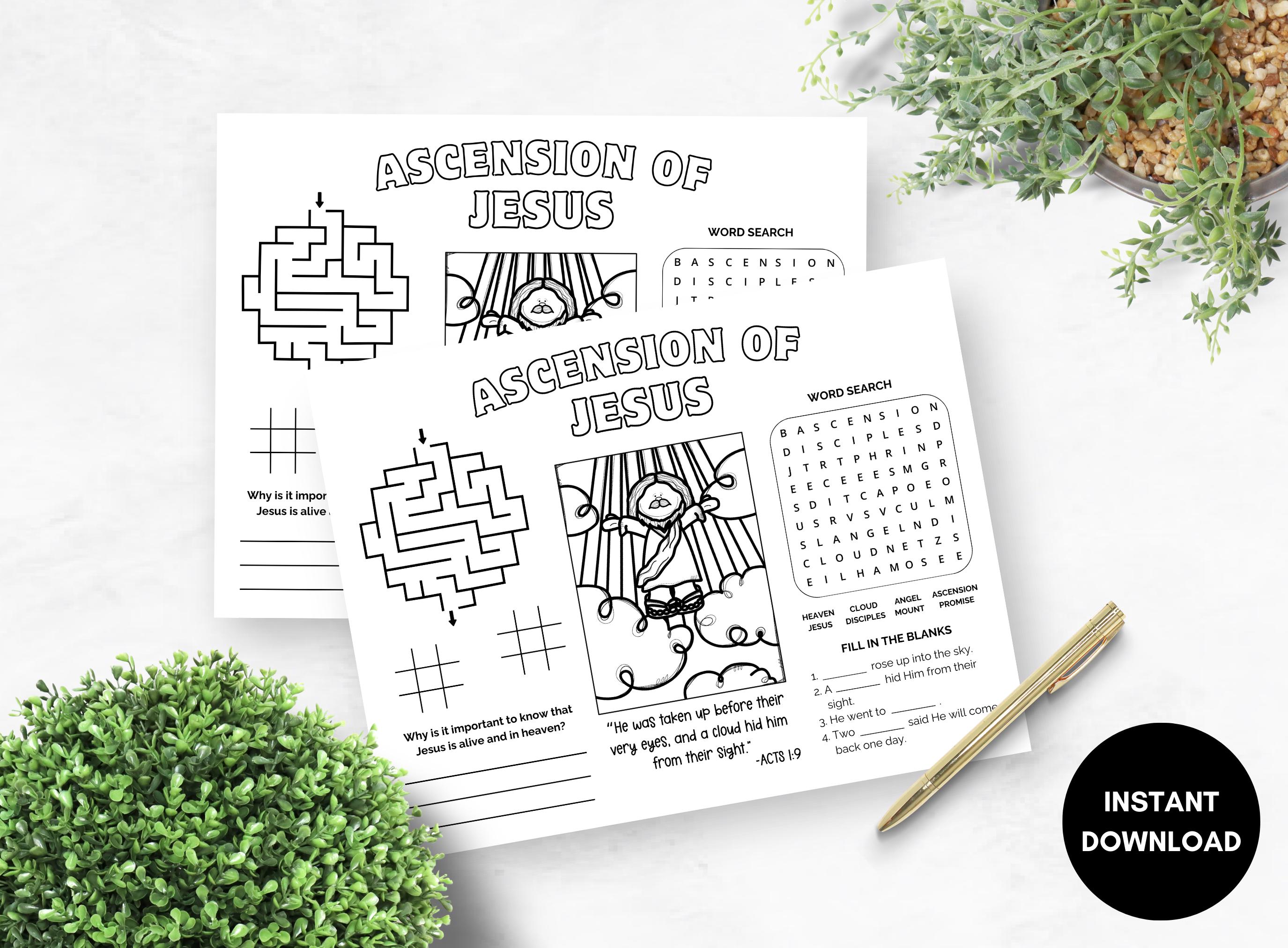 Ascension of Jesus, Printable Bible Lesson Activity Placemat, Sunday ...