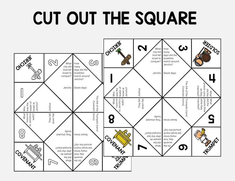 Battle of Jericho, Printable Bible Story Cootie Catcher, Sunday School ...