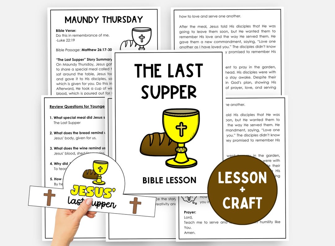 The Last Supper Bible Lesson, Maundy Thursday Holy Week Printable ...