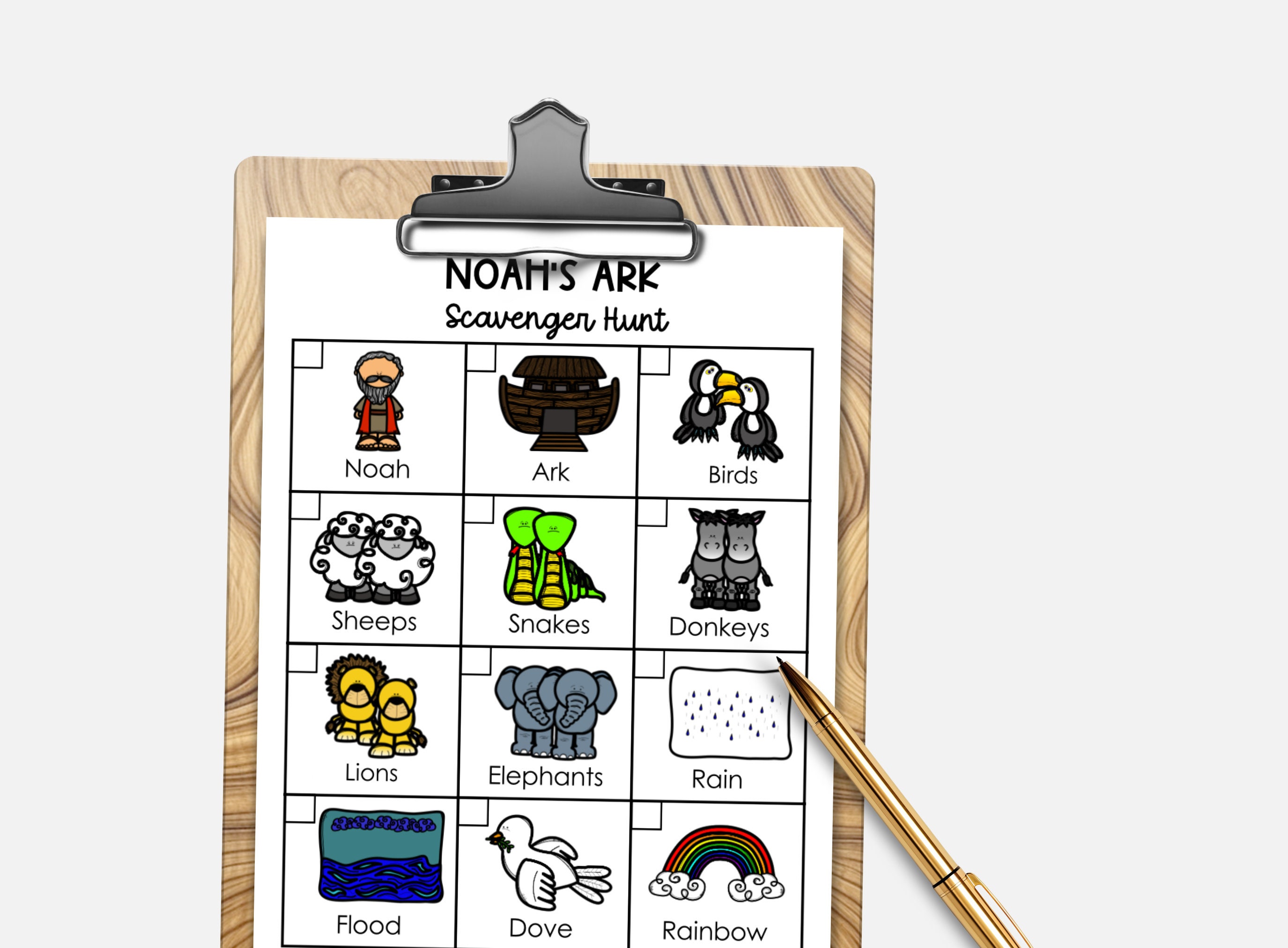 Noah's Ark, Printable Bible Scavenger Hunt, Sunday School Game, Kids ...