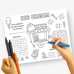 Ice Cream Placemat Activity, Summer Colouring Mat for Kids, Summer ...