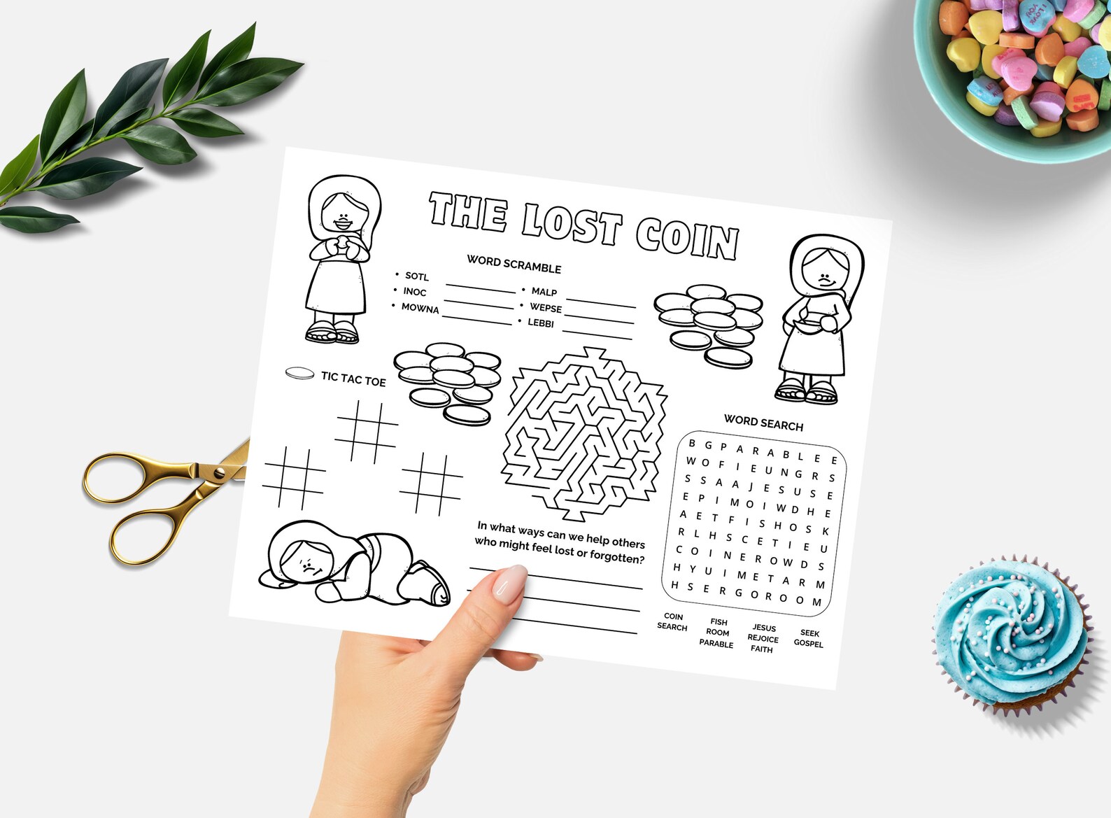 Parable of the Lost Coin, Printable Bible Activity Placemat, Sunday ...