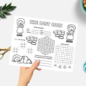 Parable of the Lost Coin, Printable Bible Activity Placemat, Sunday ...