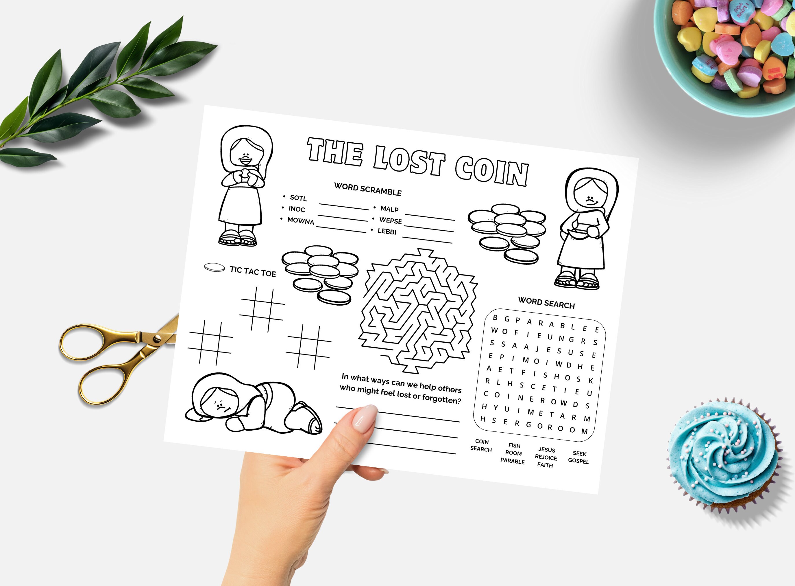 Parable of the Lost Coin, Printable Bible Activity Placemat, Sunday ...