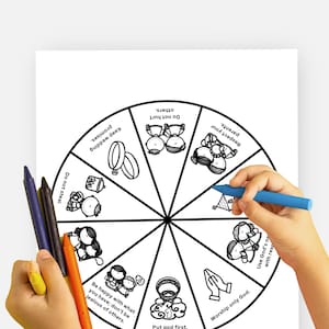 10 Commandments, Printable Bible Coloring Wheel, Sunday School Craft ...