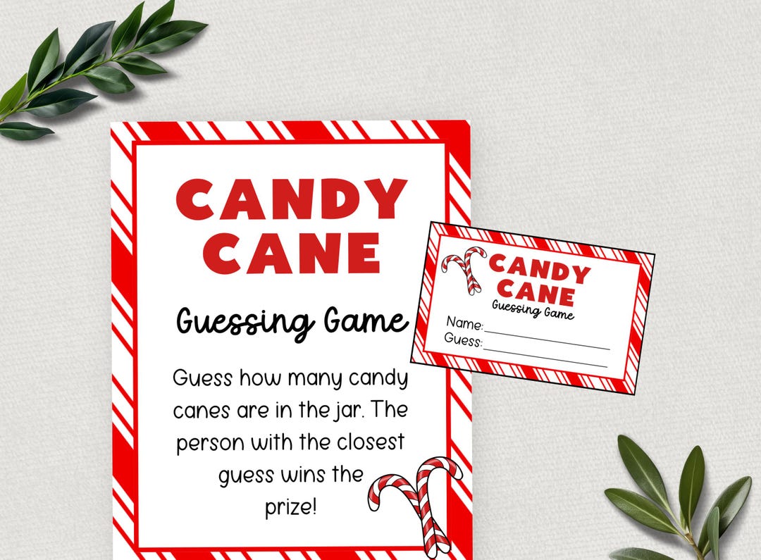 Candy Cane Guessing Game Sign, Guess How Many Candy Canes in the Jar ...
