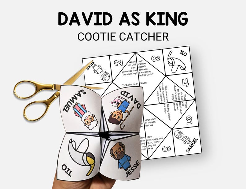 God Chose David as King, Bible Cootie Catcher Printable, Sunday School ...