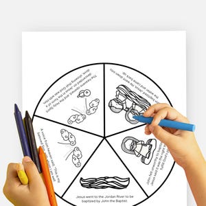 Baptism of Jesus, Printable Bible Coloring Wheel, Life of Jesus Sunday ...