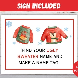 What's Your Ugly Sweater Name, Printable Christmas Party Game for Kids ...