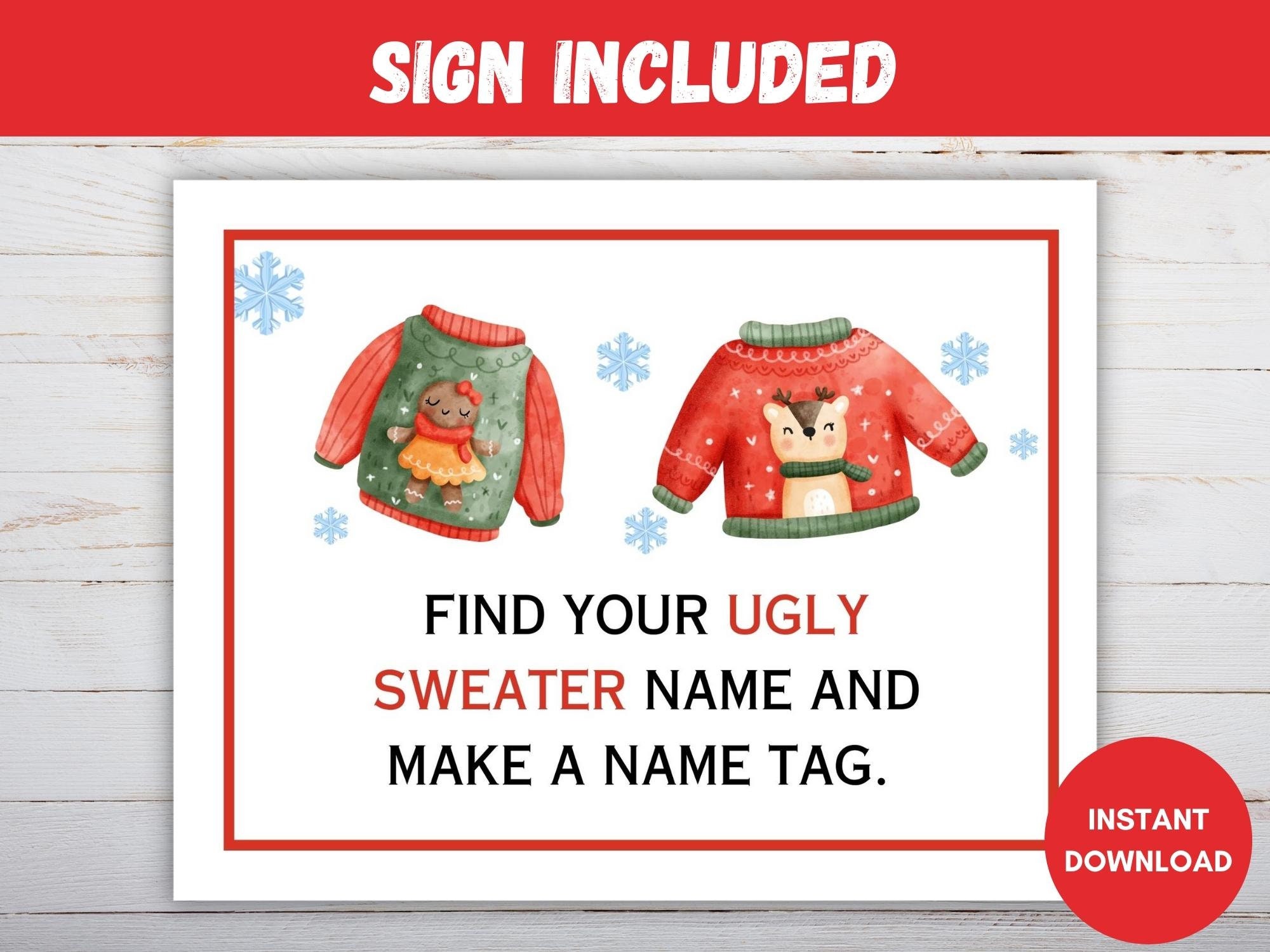 What's Your Ugly Sweater Name, Printable Christmas Party Game for Kids ...