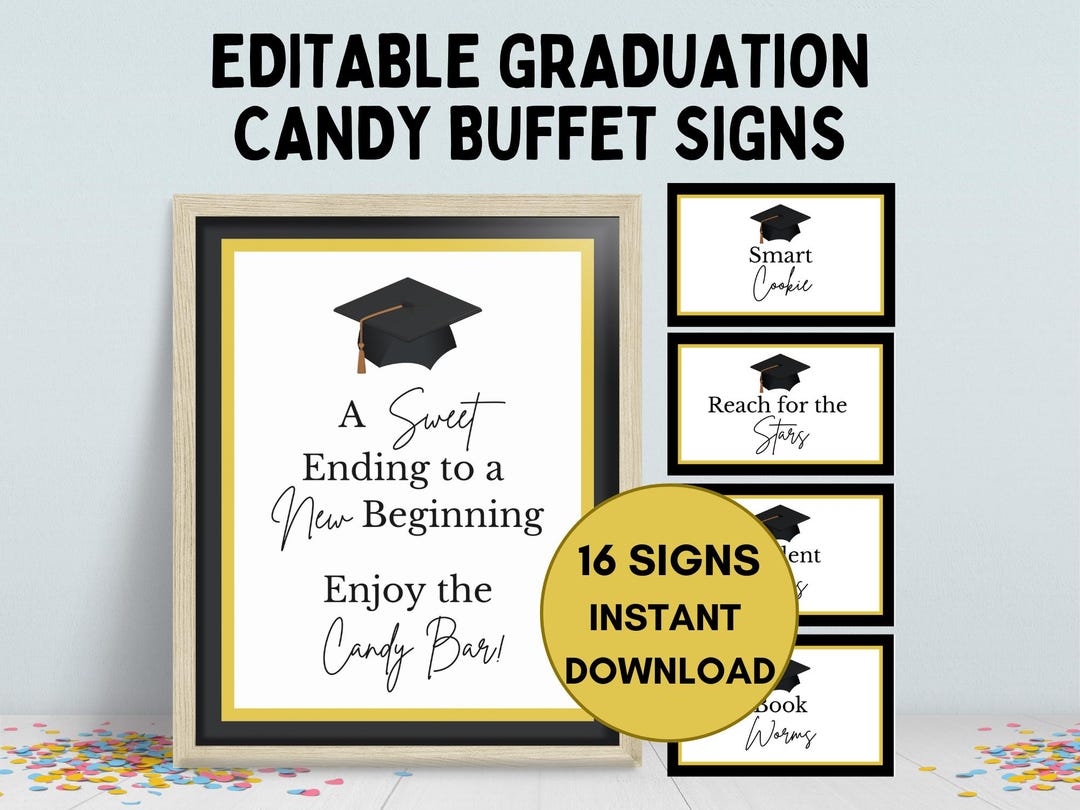Graduation Candy Bar, Editable Candy Buffet Signs, Grad Party Favors ...