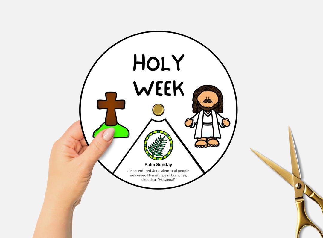 Holy Week Craft, Printable Bible Coloring Wheel, Easter Story Sunday ...