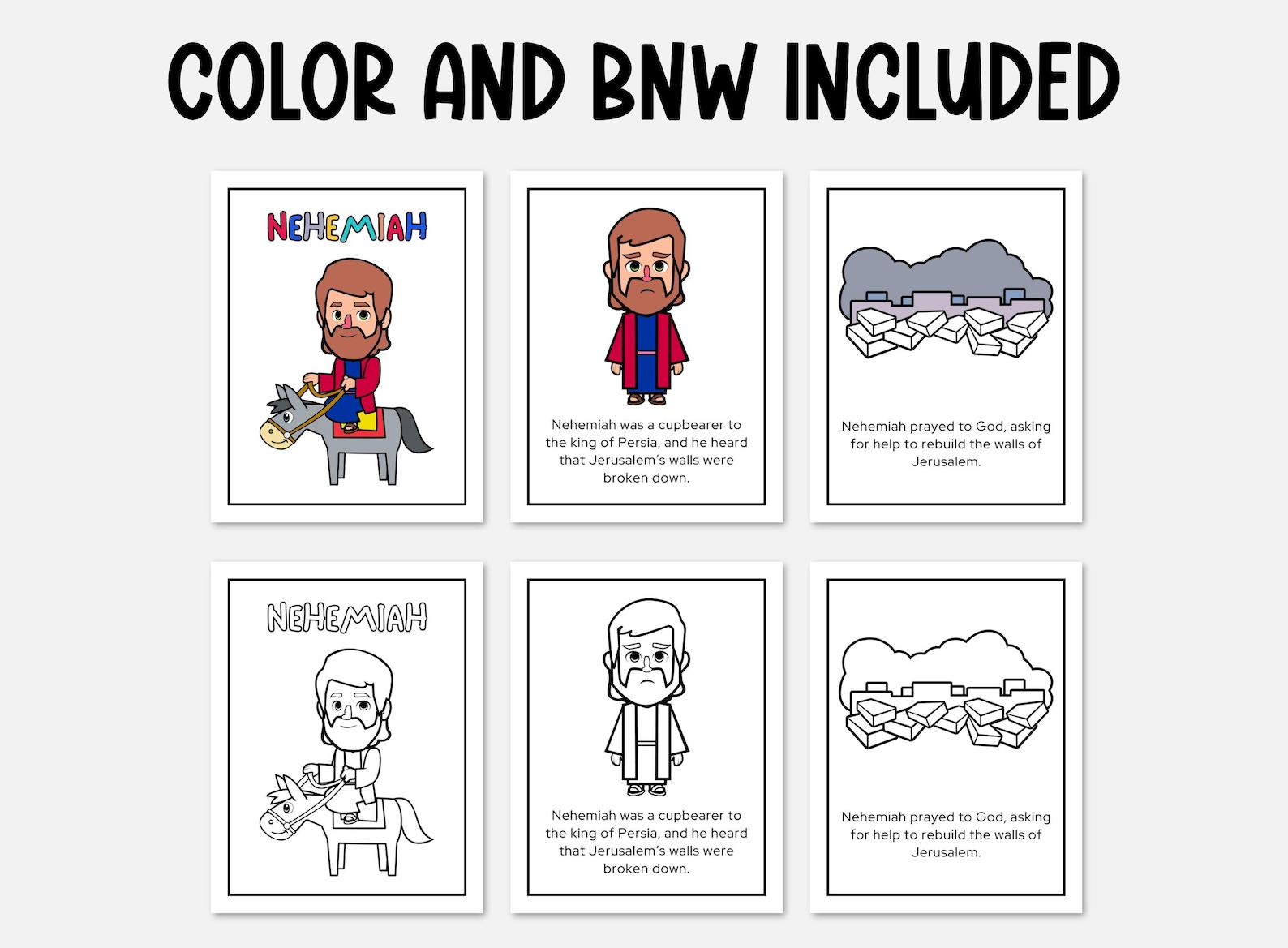 Nehemiah Bible Lesson Teaching Posters, Printable Sunday School ...