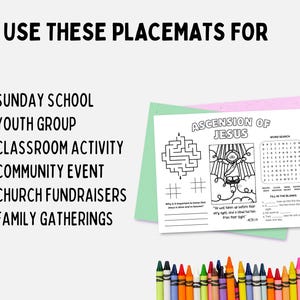 Ascension of Jesus, Printable Bible Lesson Activity Placemat, Sunday ...