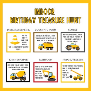 Construction Birthday Scavenger Hunt for Kids, Indoor Treasure Hunt ...