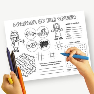 Parable of the Sower, Printable Bible Story Activity Placemat, Sunday ...
