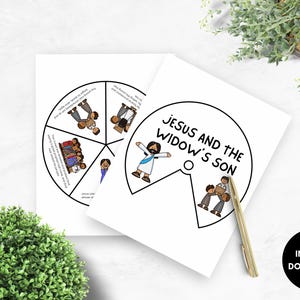 Jesus and the Widow's Son, Printable Bible Coloring Wheel, Miracles of ...
