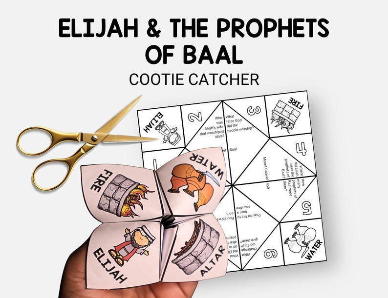 Elijah and the Prophets of Baal, Printable Bible Cootie Catcher, Sunday ...