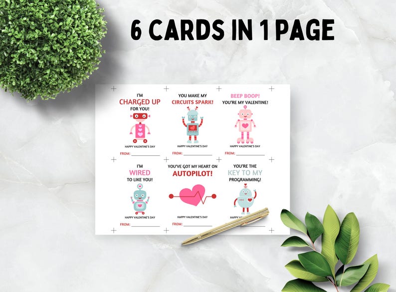 Robot Valentine, Printable Classroom Valentines, Student Gift Tags ...