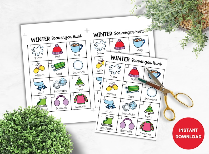 Winter Scavenger Hunt, Printable Indoor and Outdoor Scavenger Hunt ...