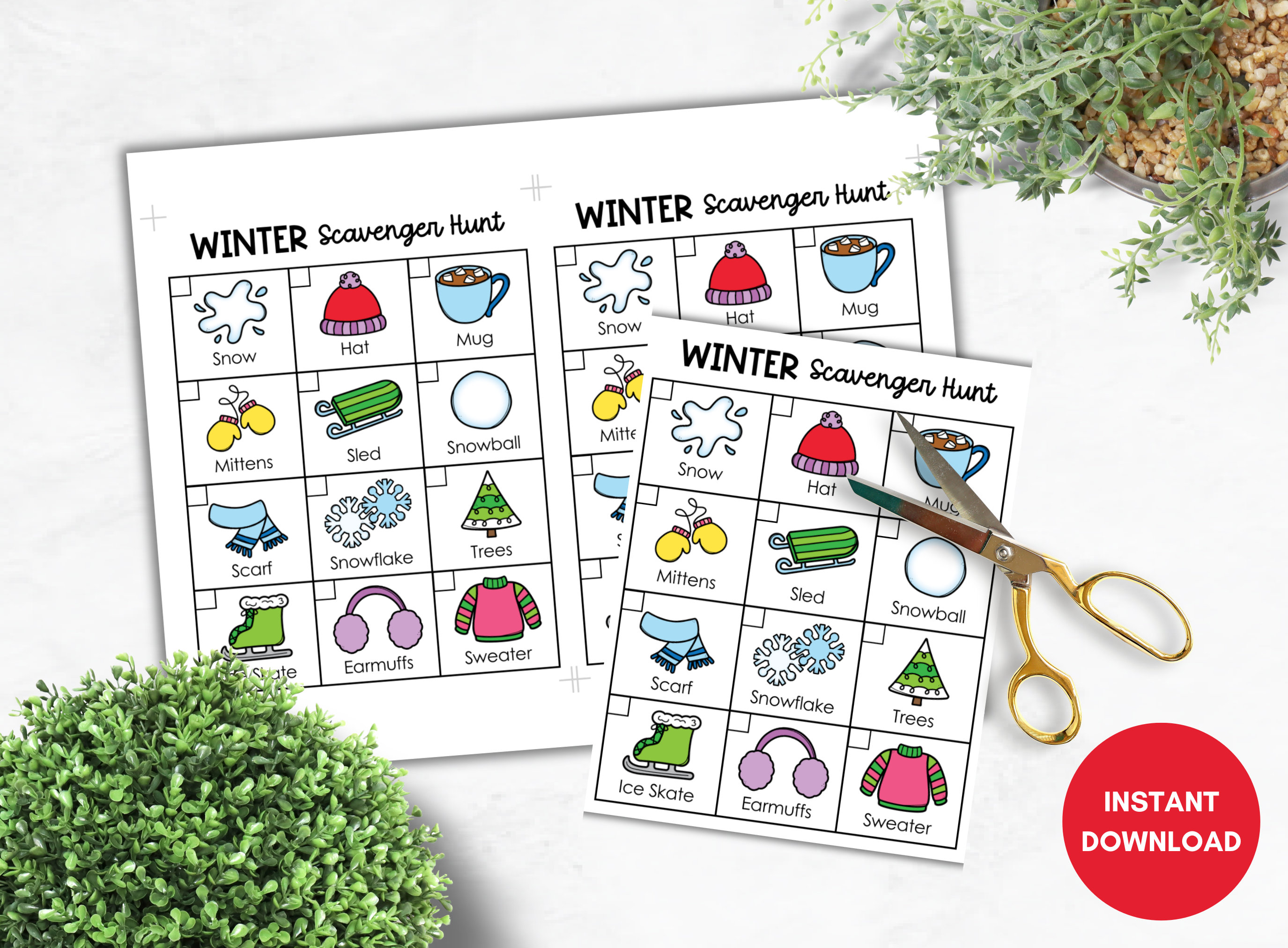 Winter Scavenger Hunt, Printable Indoor and Outdoor Scavenger Hunt ...