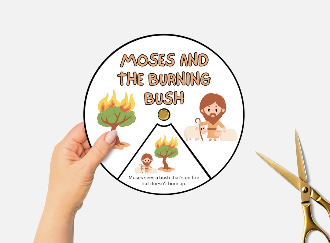 Moses and the Burning Bush, Printable Bible Coloring Wheel, Sunday ...