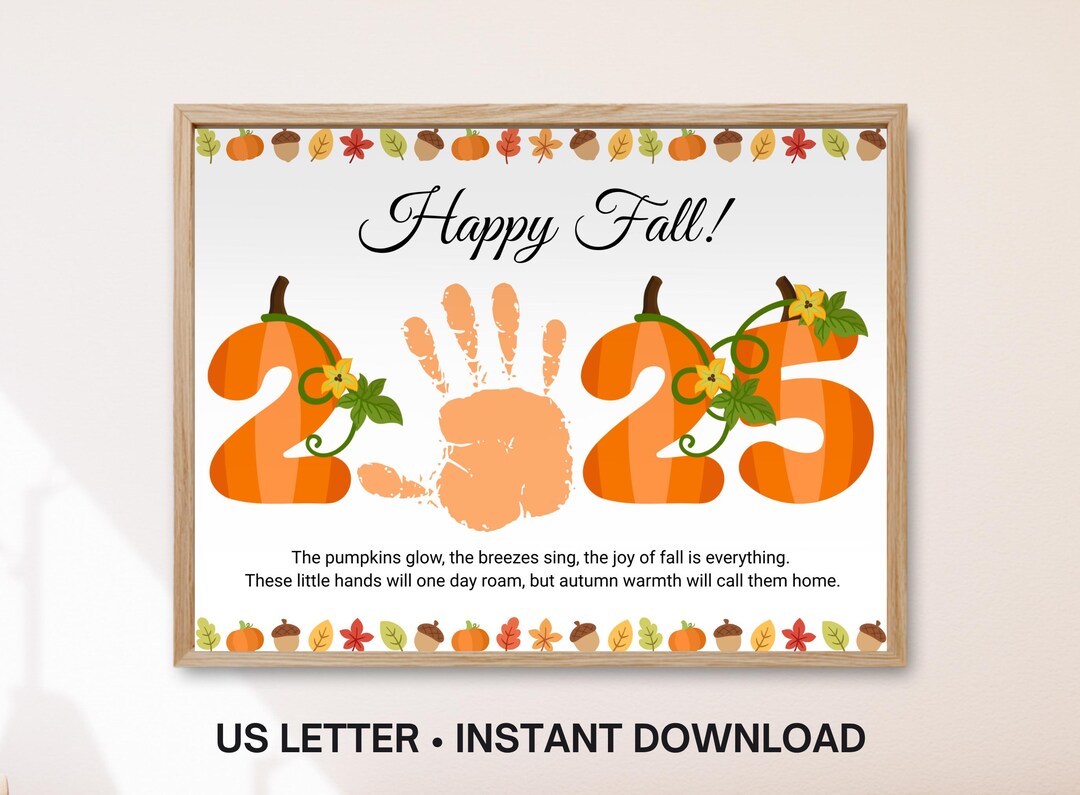 2025 Fall Handprint Craft, October/november Handprint Art Printable ...
