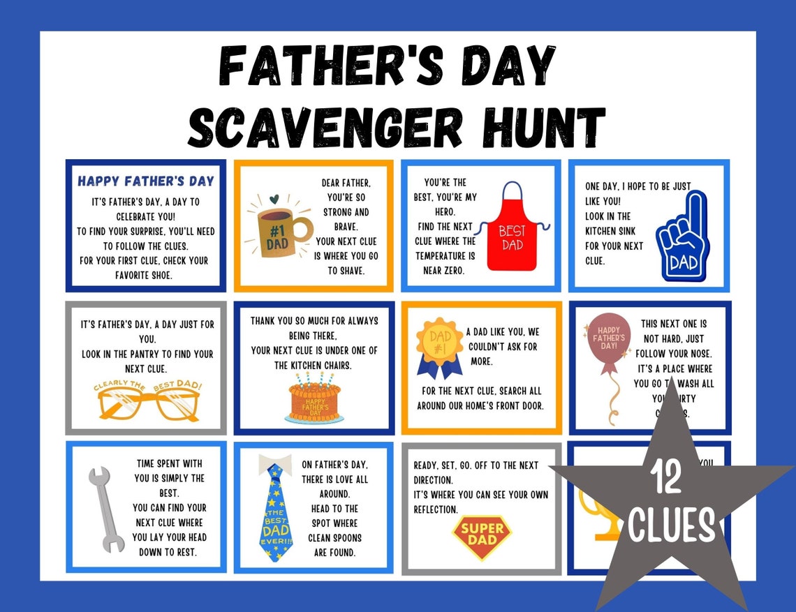 Fathers Day Scavenger Hunt Fathers Day Treasure Hunt - Etsy Australia