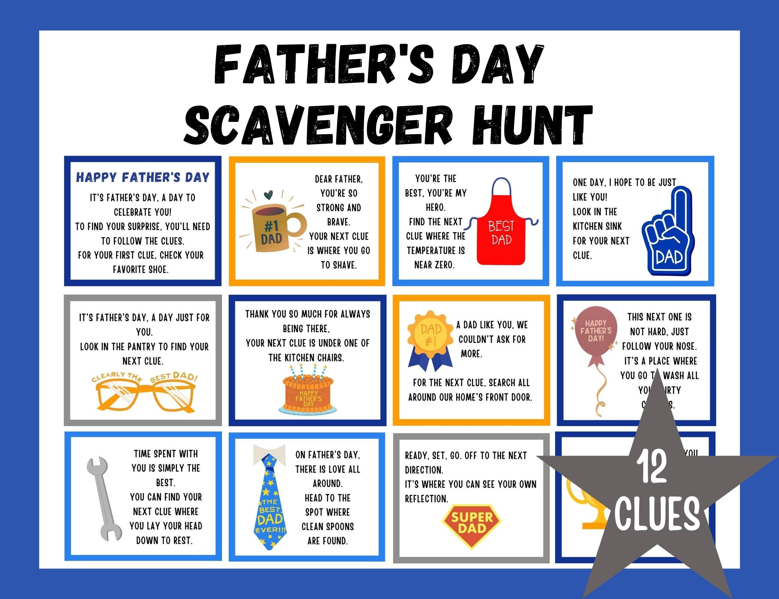 Fathers Day Scavenger Hunt Fathers Day Treasure Hunt - Etsy