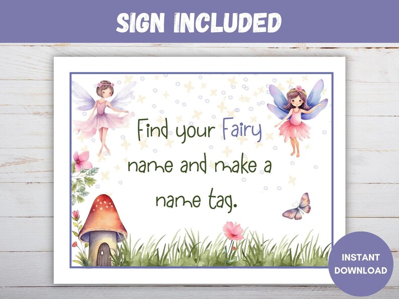 What is Your Fairy Name, Fairy Birthday Game, Forest Party Activity ...
