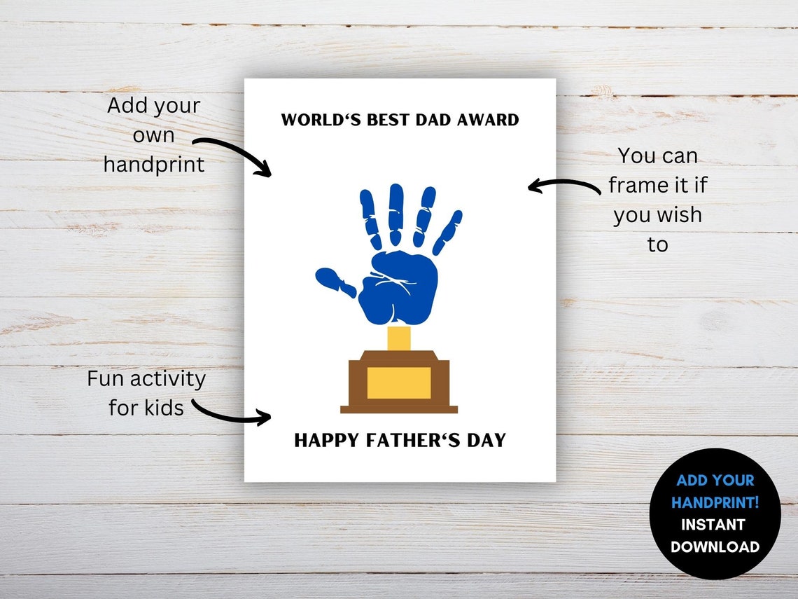 Fathers Day Handprint Printable, Kids Handprint Craft, Handprint Art ...