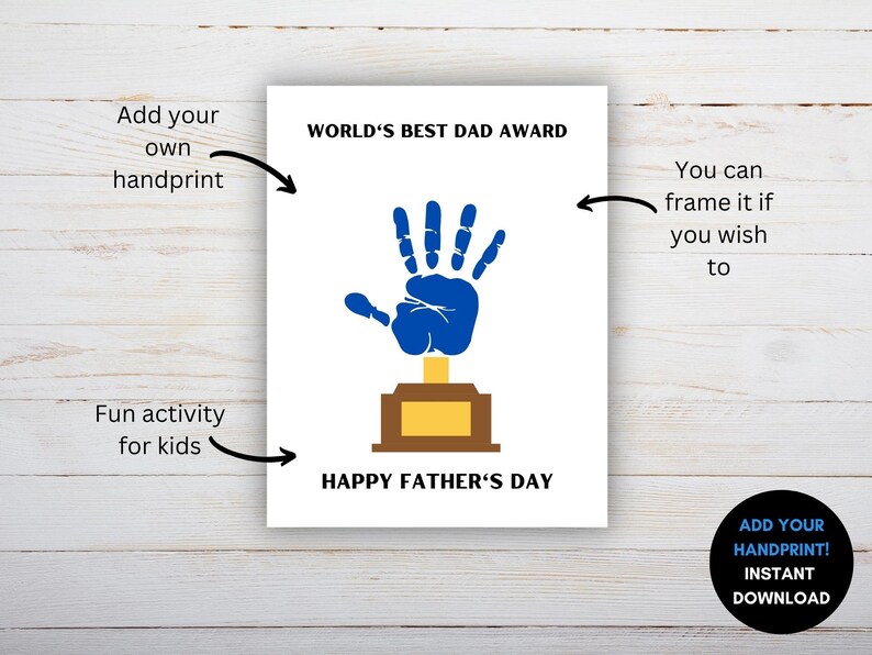 Fathers Day Handprint Printable, Kids Handprint Craft, Handprint Art ...