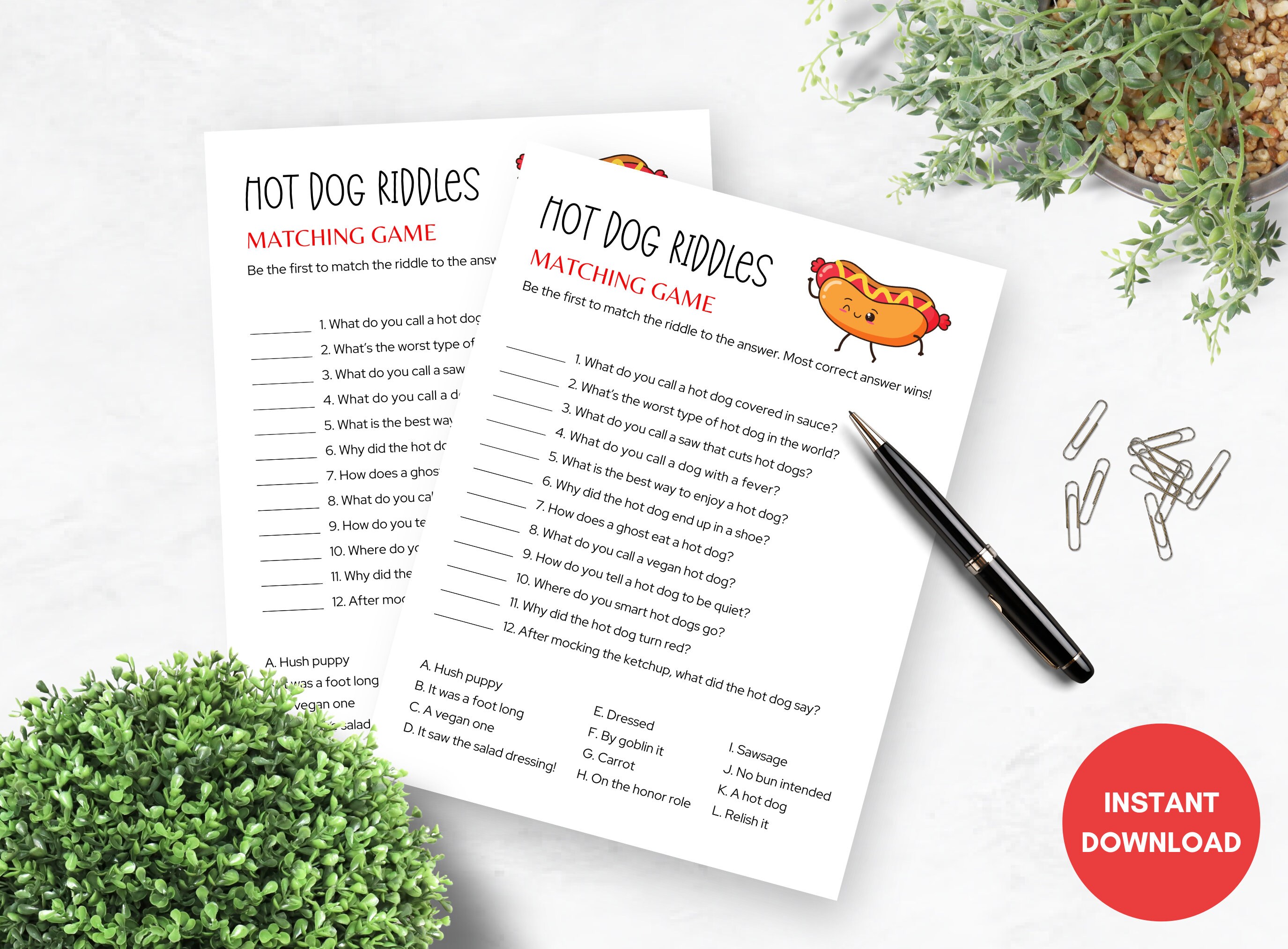 Hot Dog Riddles, Fun Hot Dog Theme Party Game for Kids and Adults ...