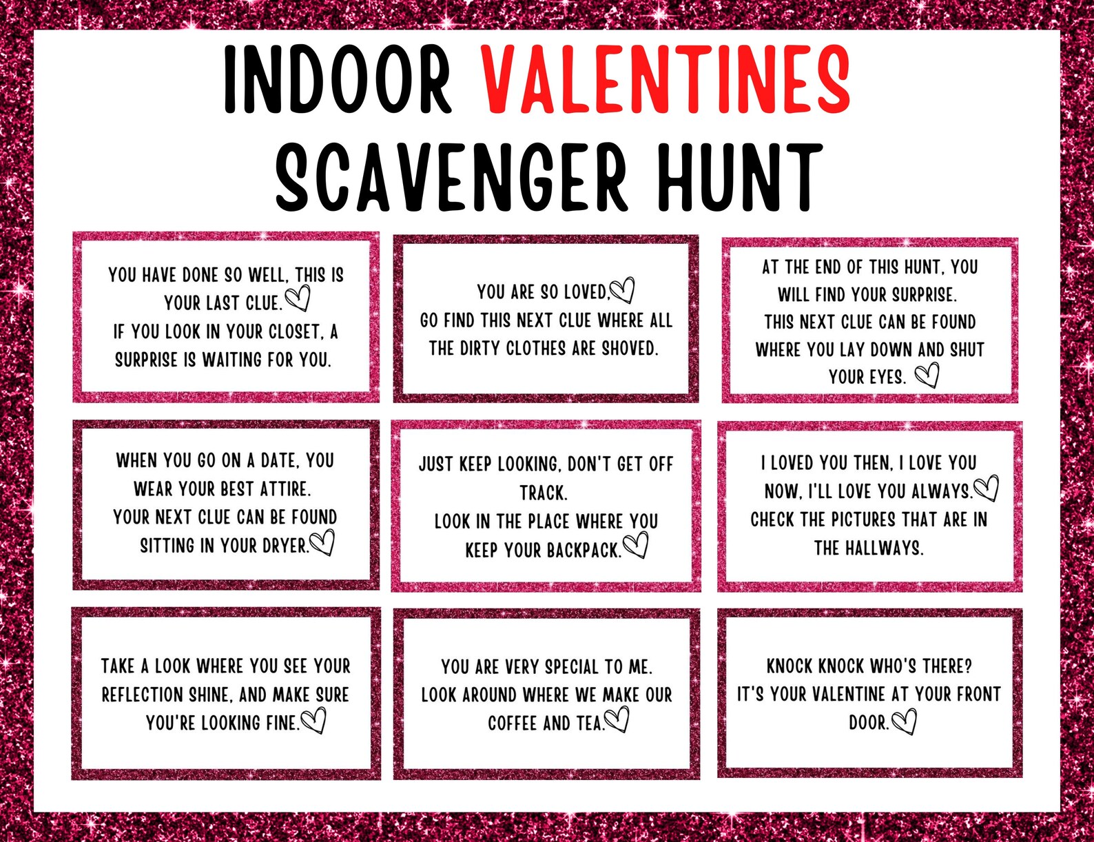 Valentines Scavenger Hunt Printable Game, Valentines Treasure Hunt for ...