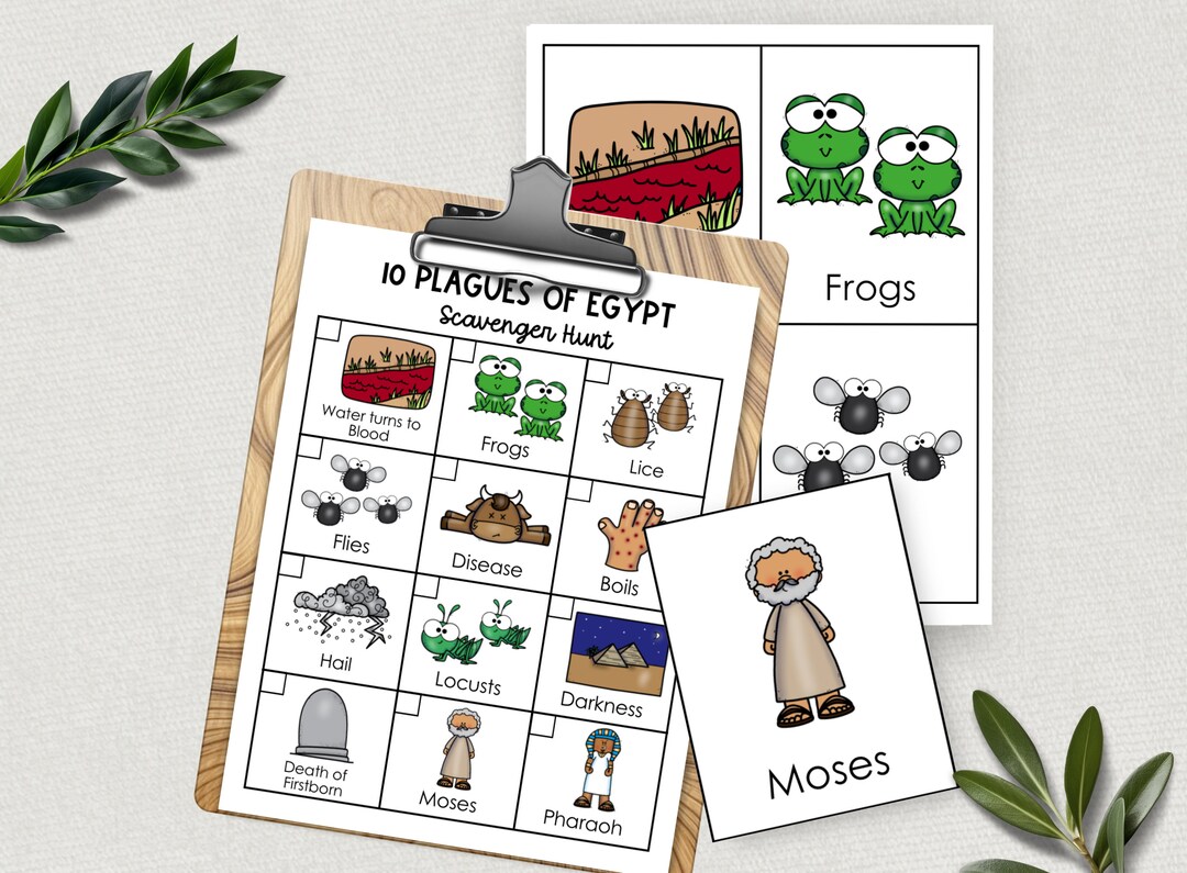 The Ten Plagues, Moses Bible Story, Printable Bible Scavenger Hunt ...