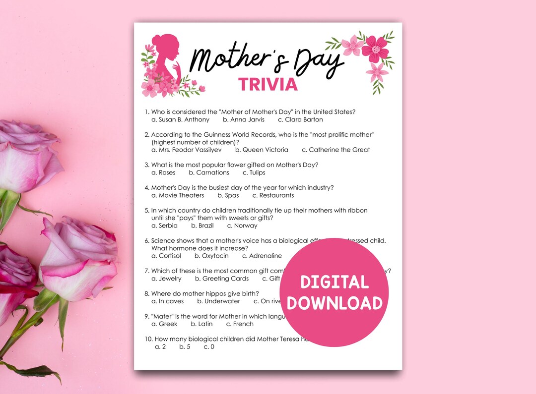 Mothers Day Trivia, Mothers Day Brunch Games, Mothers Day Luncheon ...