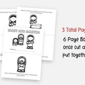 Mary and Martha, Printable Mini Bible Book, Sunday School Craft, Kids ...