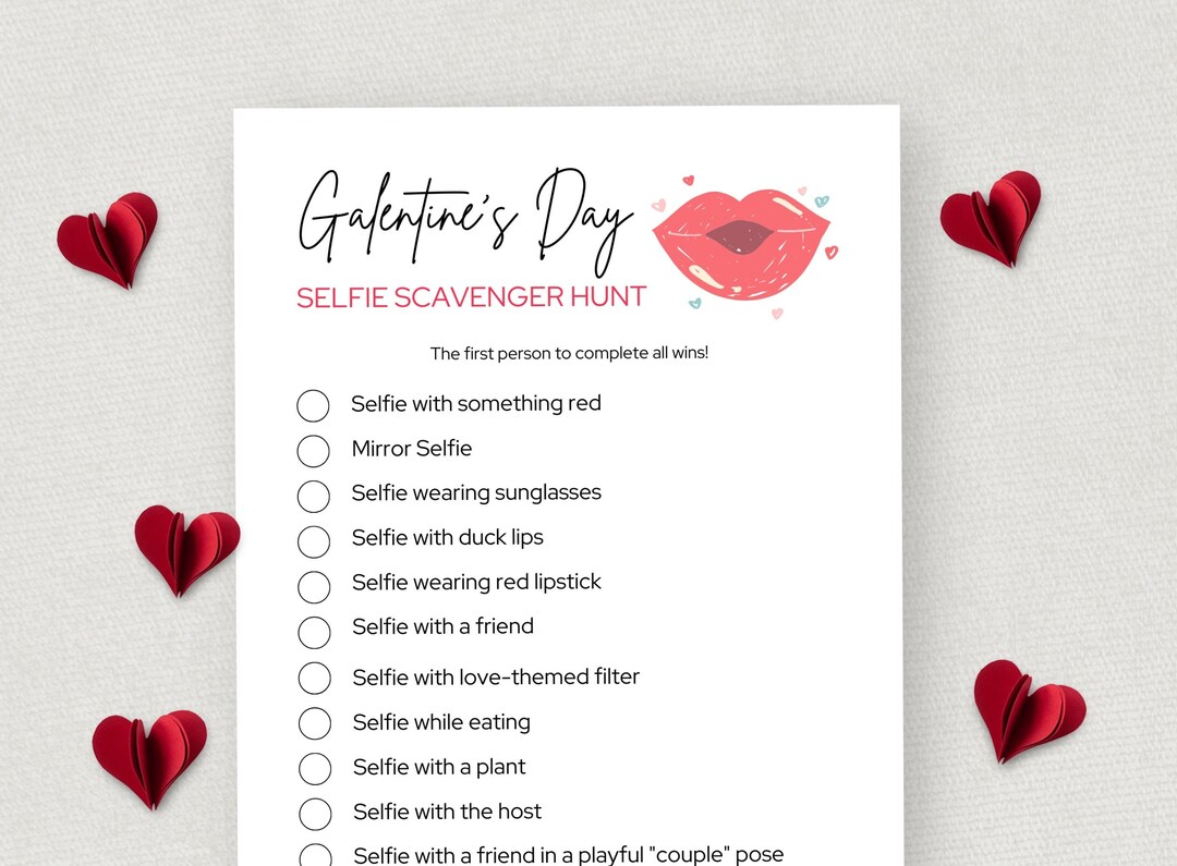 Galentines Selfie Scavenger Hunt, Printable Valentines Treasure Hunt ...