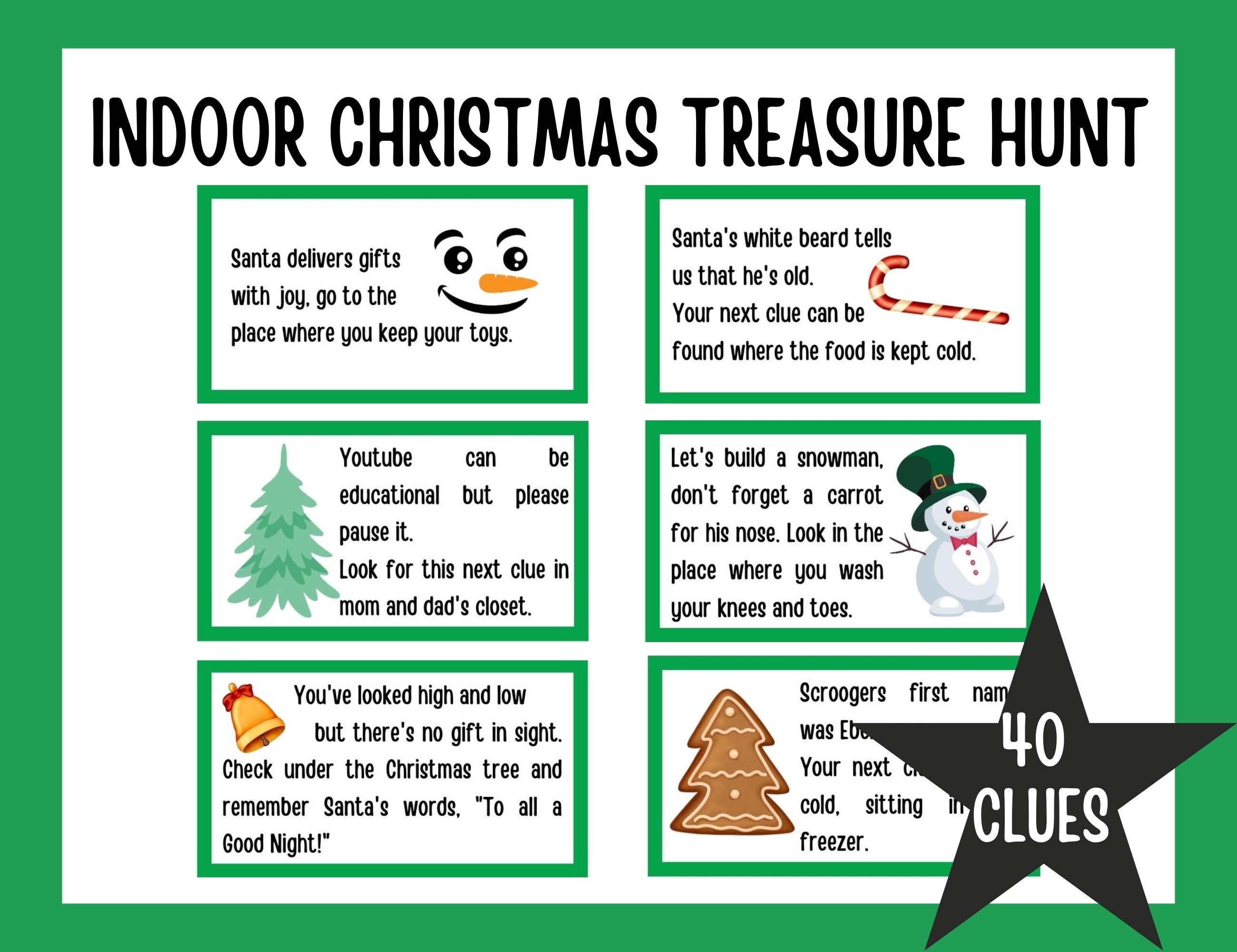 Printable Indoor Christmas Scavenger Hunt Game, Christmas Treasure Hunt ...