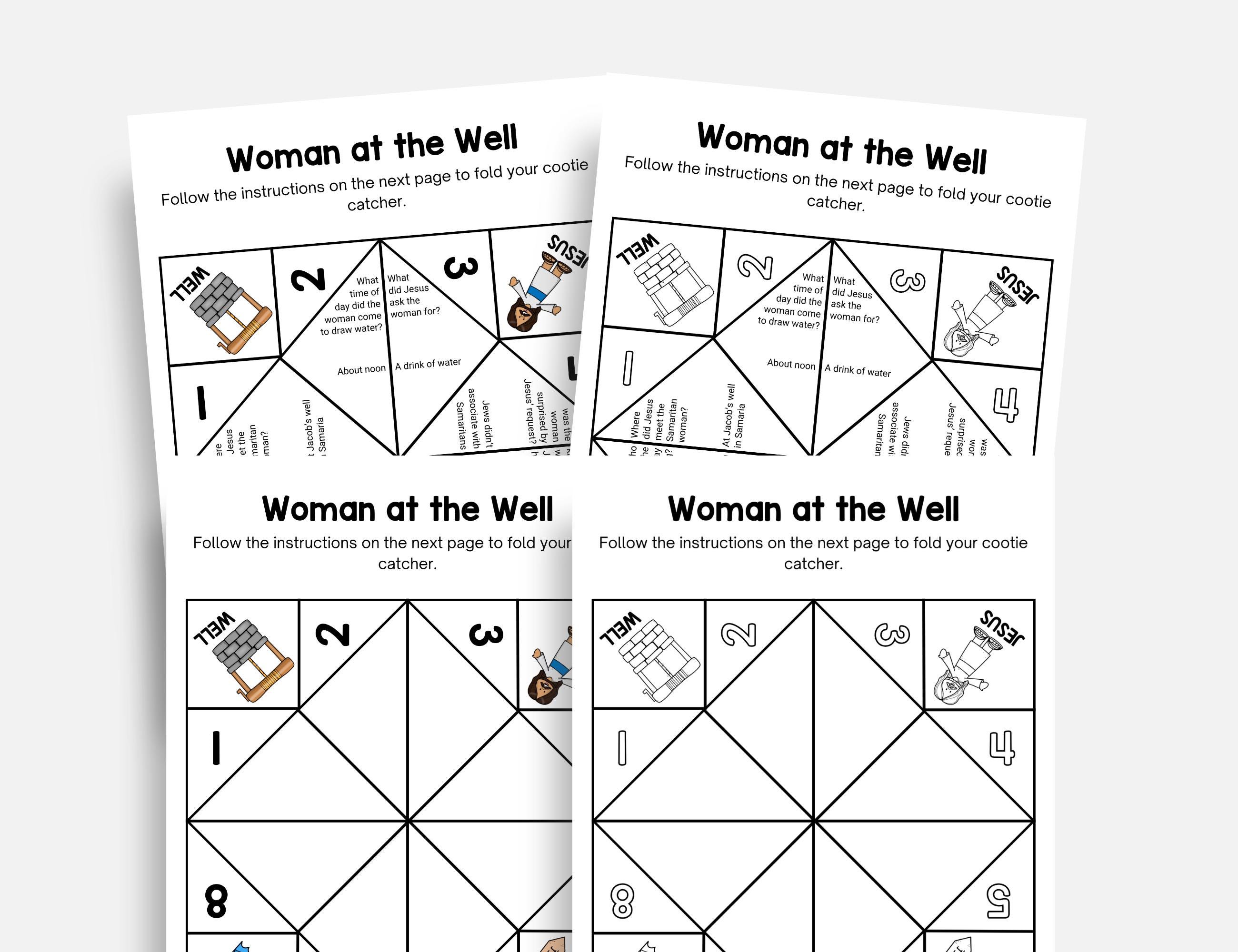 Jesus Talks to a Samaritan Woman at the Well, Bible Cootie Catcher ...