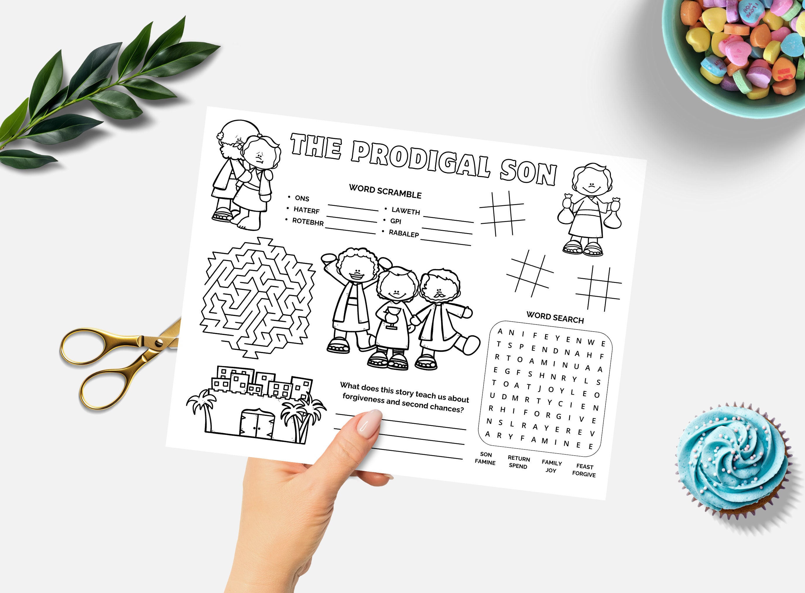 The Prodigal Son, Printable Bible Activity Placemat, Sunday School ...