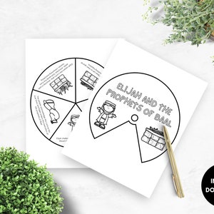 Elijah and the Prophets of Baal, Printable Bible Coloring Wheel, Sunday ...