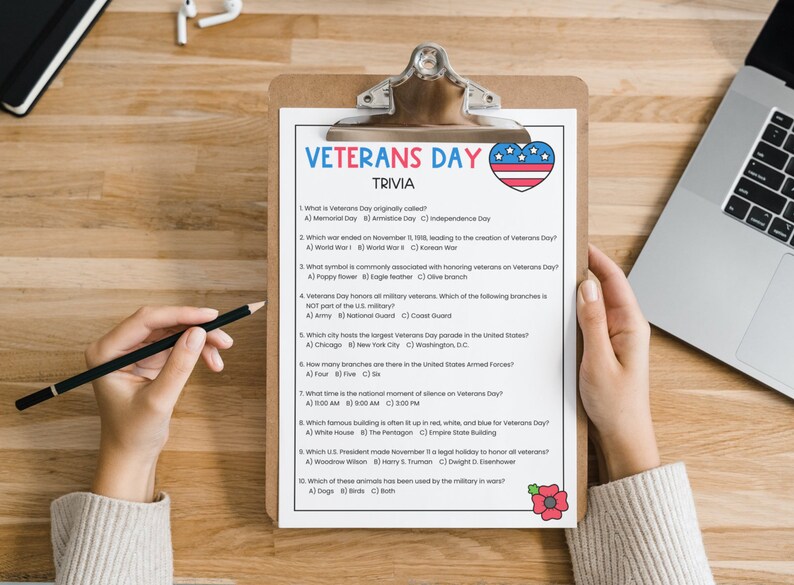 Veterans Day Trivia, Fun Printable Veterans Day Game for Kids and ...