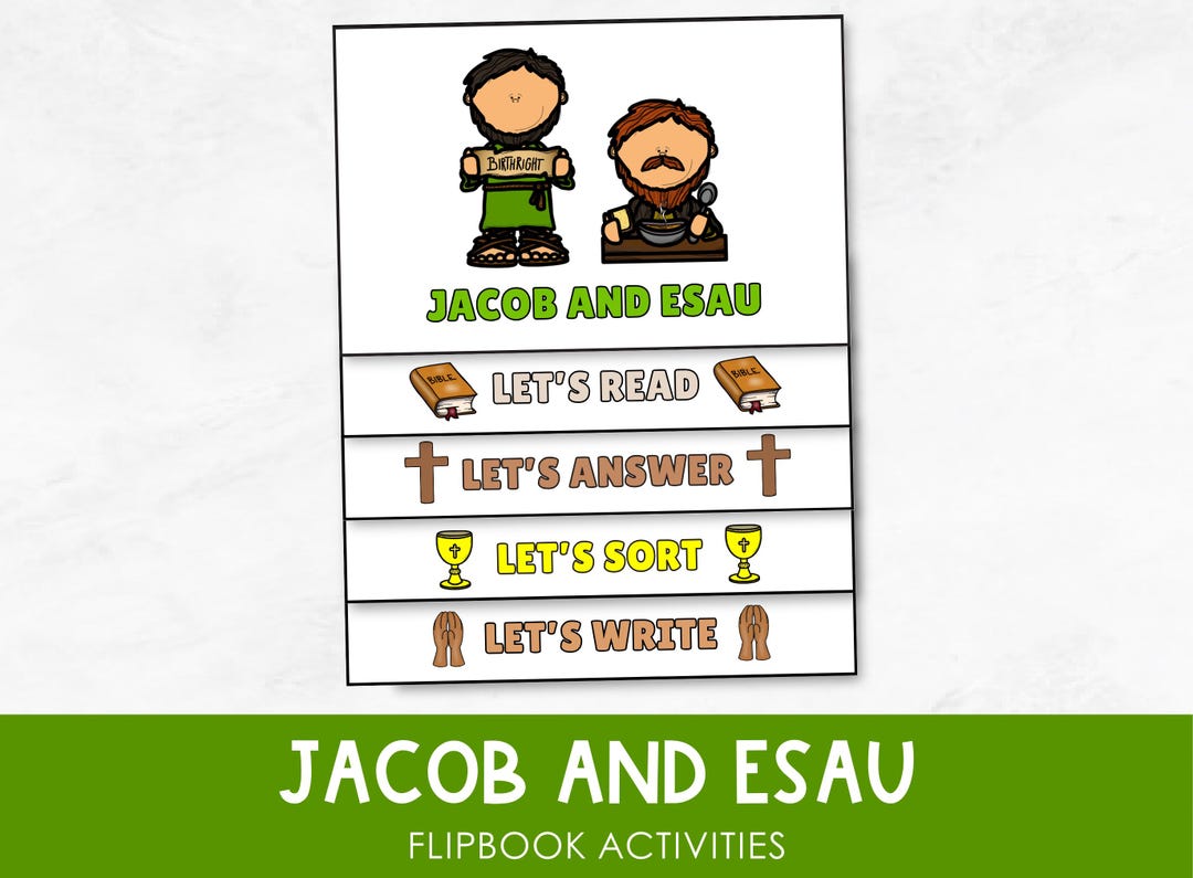 Jacob and Esau, Printable Bible Flipbook, Sunday School Craft, Kids ...