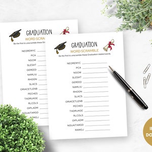 Graduation Word Scramble, Printable Graduation Party Game, Fun High ...