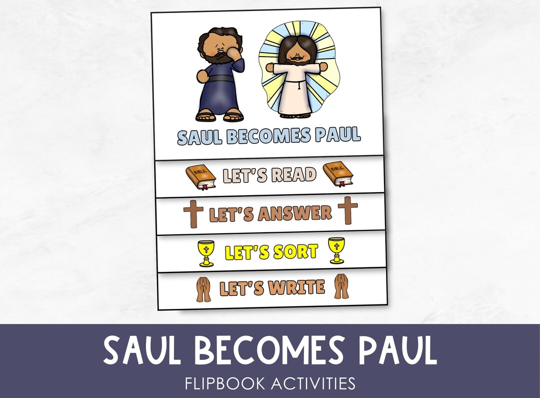 Saul Becomes Paul, Printable Bible Flipbook, Sunday School Craft, Kids ...