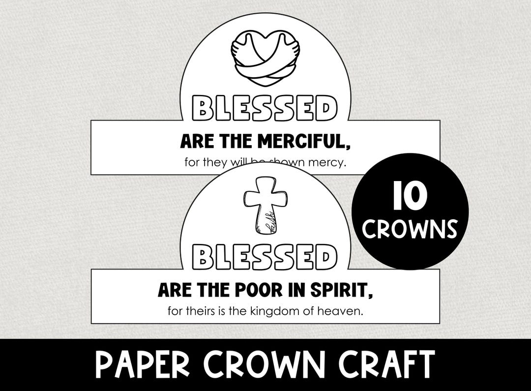 Beatitudes Craft for Kids, Printable Bible Faith Crown, Sermon on the ...