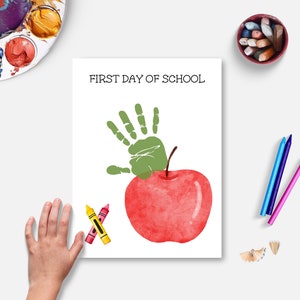 First Day of School Handprint Art, Back to School Printable, Kids ...